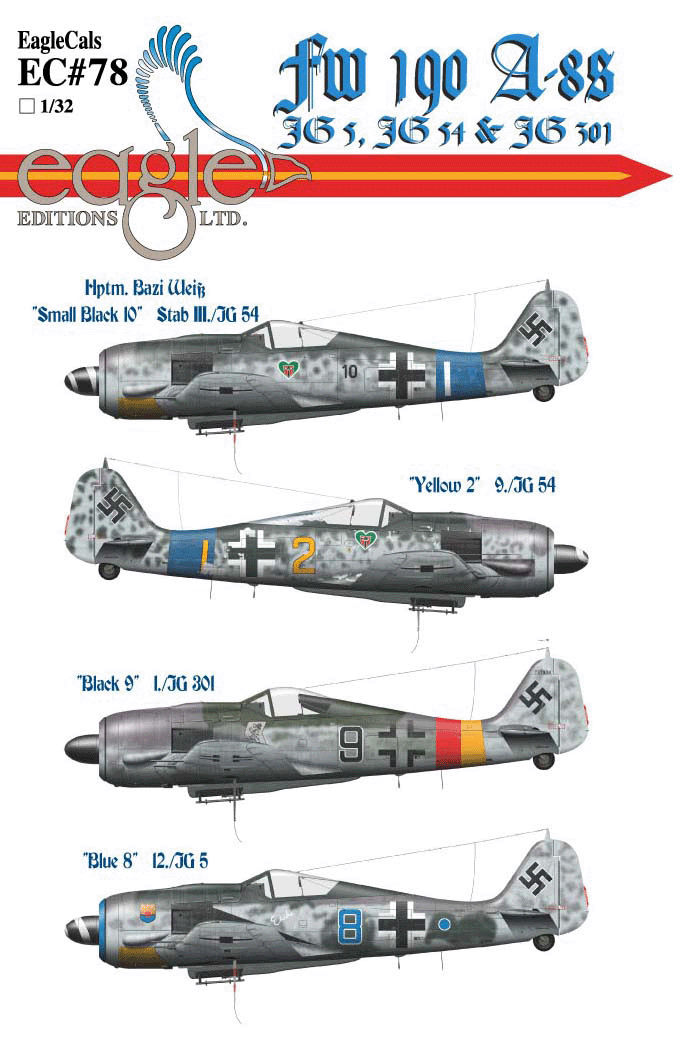 Fw 190 Decals- 1/32, 1/48 & 1/72 Scale Aircraft Decals | Eagle Editions Ltd