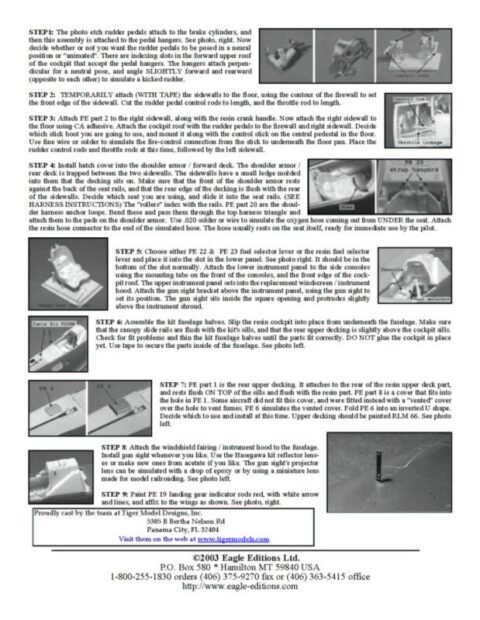 Cockpit Instructions - Eagle Editions Ltd.